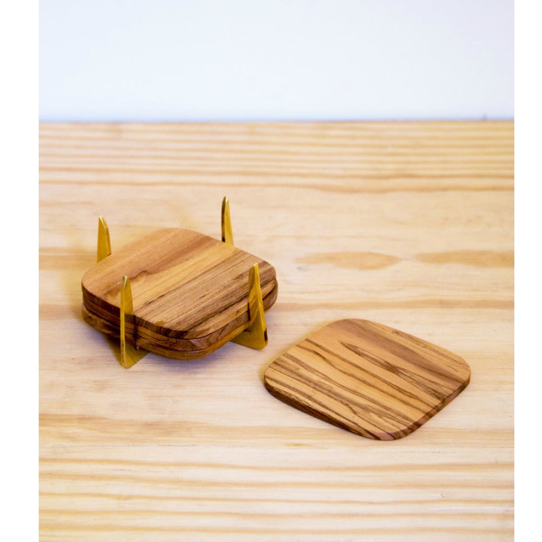 PURE BRASS & TEAK COASTER SET – Lost Pines Art Bazaar